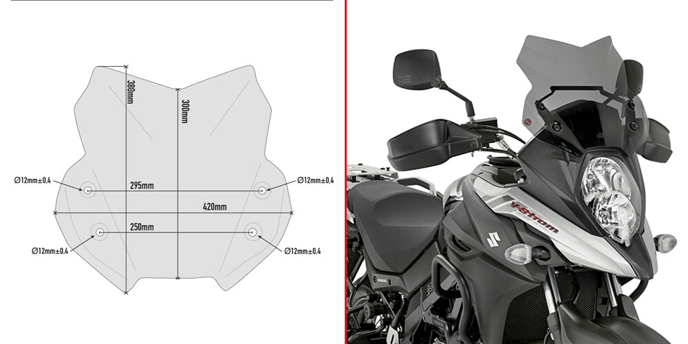 GIVI Windschild getönt, 300 mm hoch, 420 mm breit für Suzuki DL 650 V ...